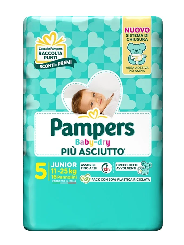 Pampers Baby Dry Pannolini Junior 16 Pz Taglia 5 - Casabalò